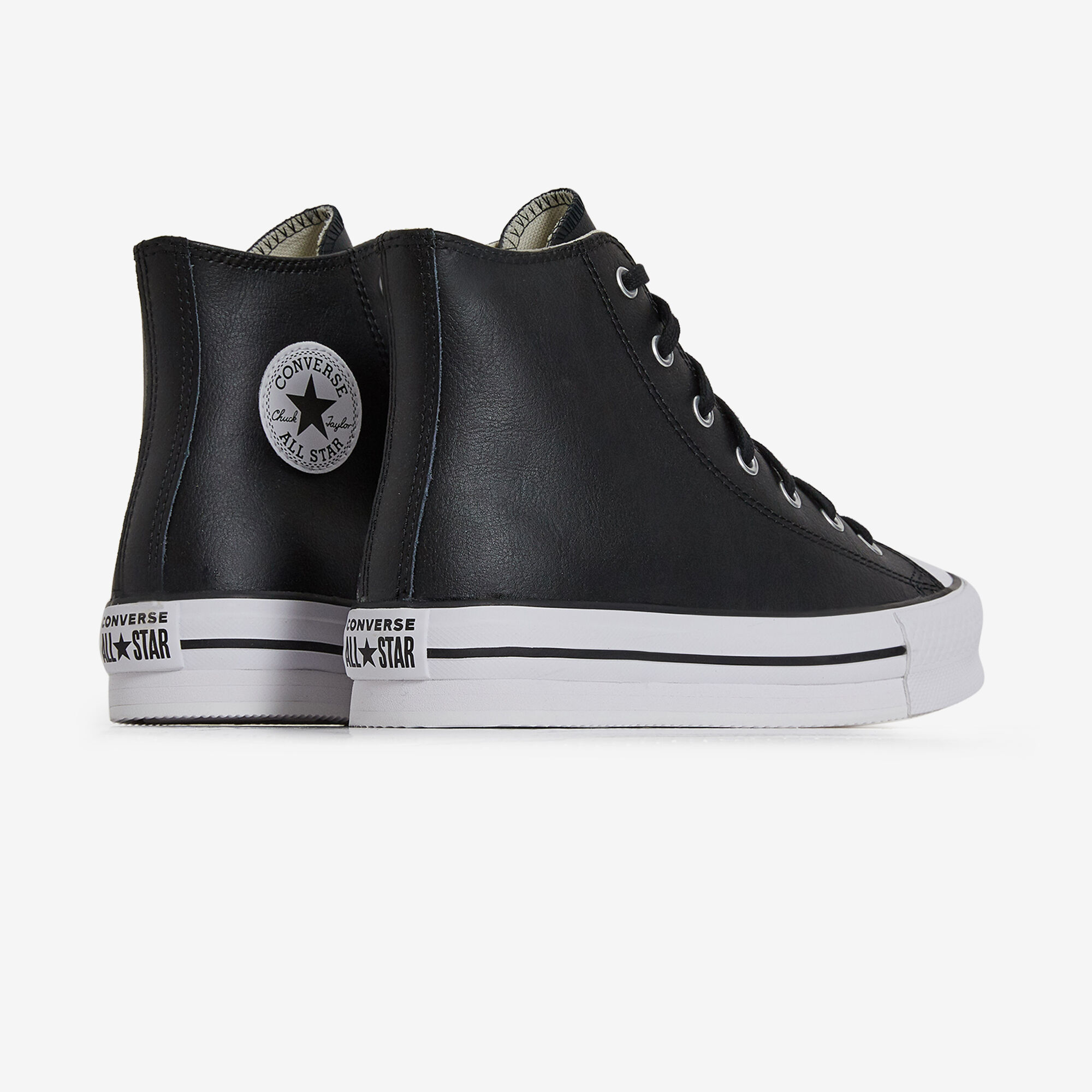 CONVERSE CHUCK TAYLOR ALL STAR EVA LIFT HI LEATHE NOIR/BLANC - SNEAKERS ...