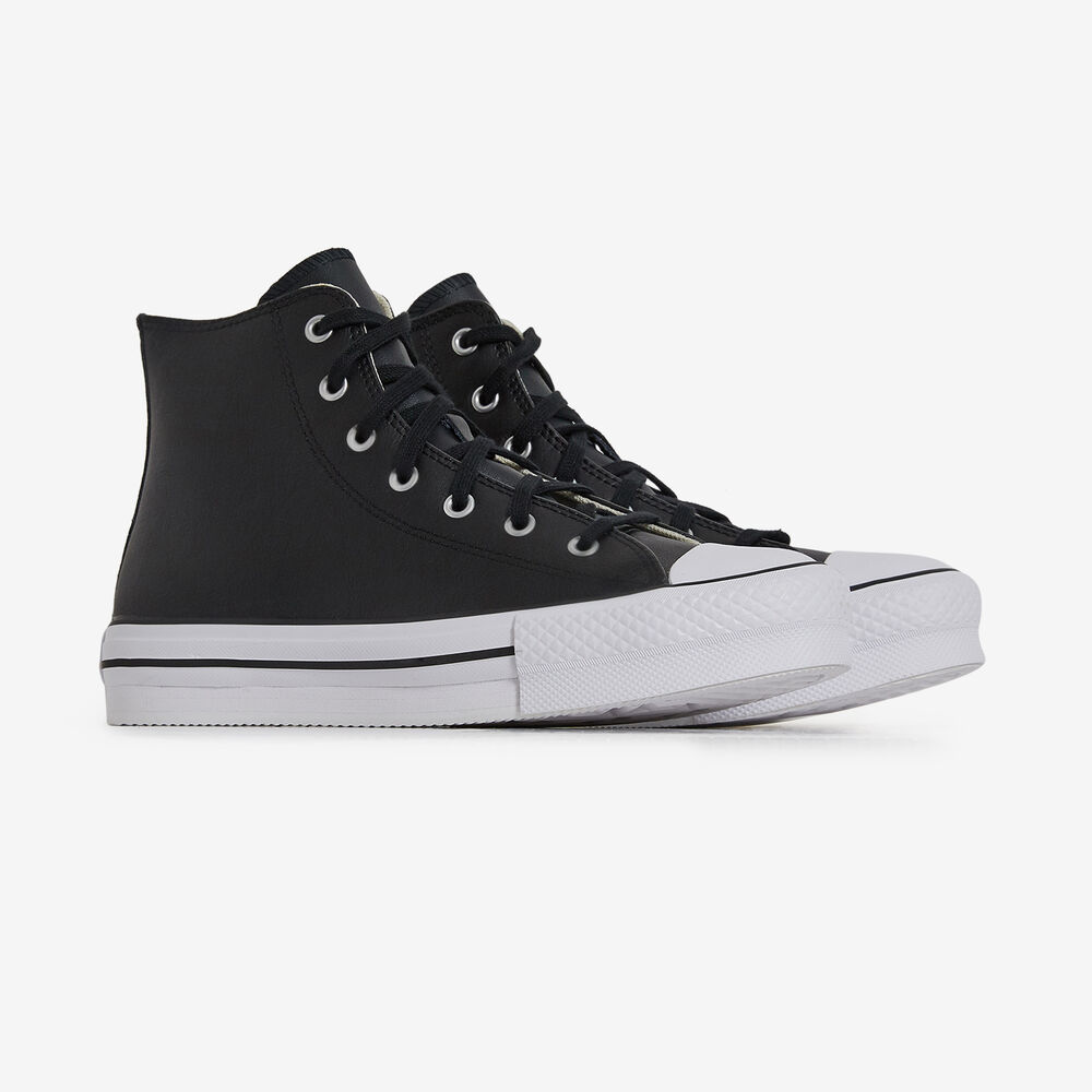 CONVERSE CHUCK TAYLOR ALL STAR EVA LIFT HI LEATHE NOIR/BLANC - SNEAKERS ...